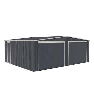 Doppelgarage aus Metall 32m2 grau Rolltor | OOGarden.de