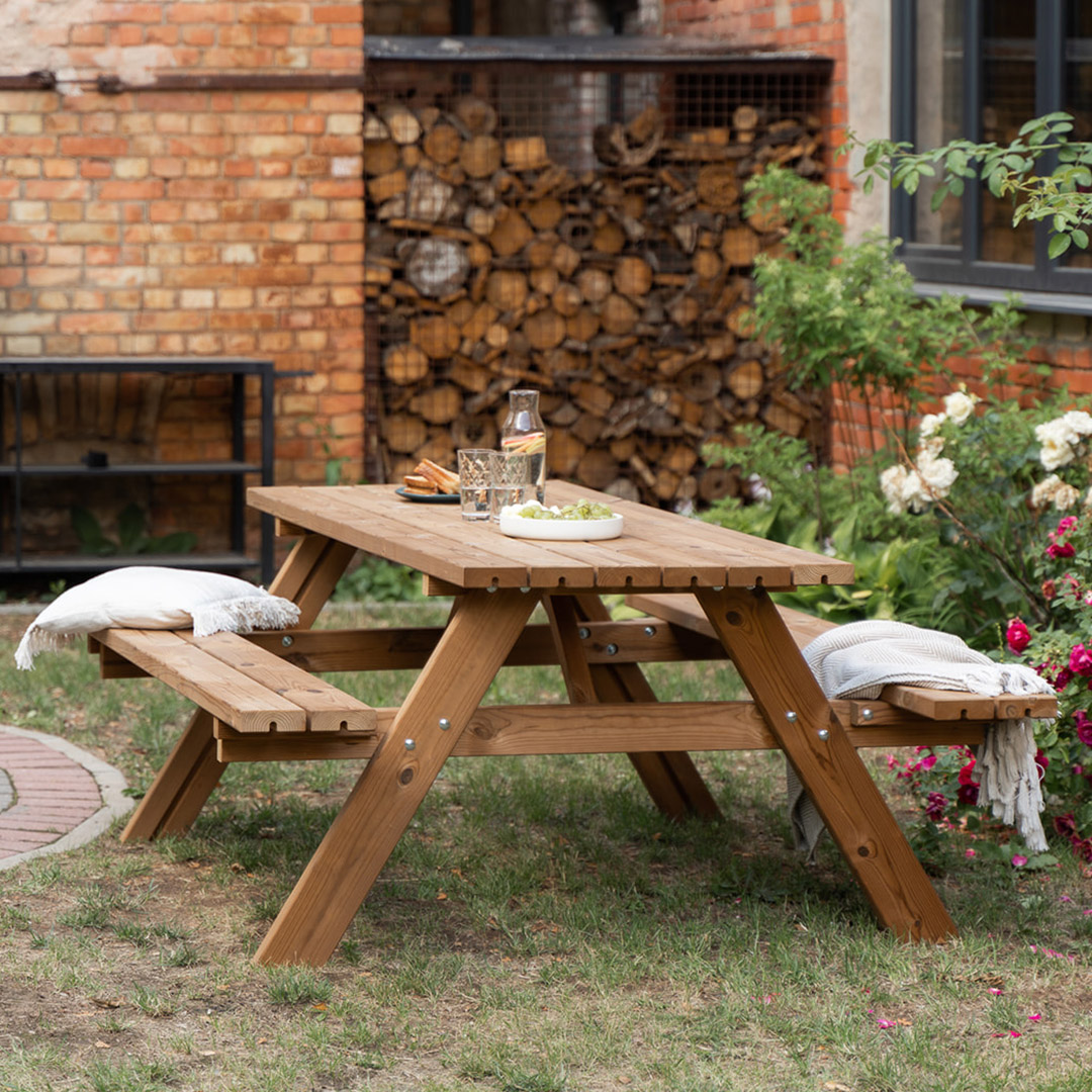 Table de pique-nique bois épaisseur 42cm | OOGarden