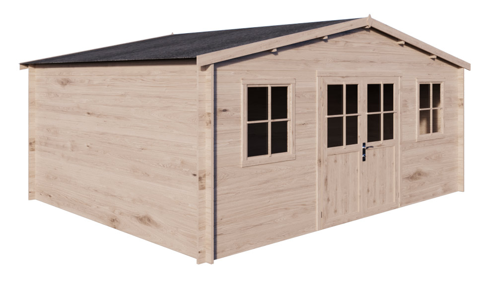 Grand abri de jardin bois 20m², madriers 28mm | OOGarden.be