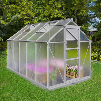 Serre de jardin alumini polycarbonate 6m² +base | OOGarden.be