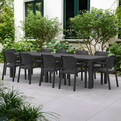 Salon de jardin avec 10 fauteuils CHLOE graphite | OOGarden