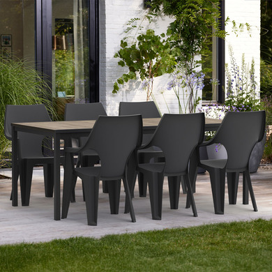 Salon de Jardin Table PORTO 2m 6 Fauteuils DANTE | OOGarden